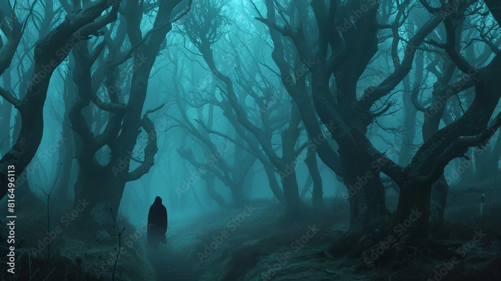 Spooky forests - Depict the mysterious and eerie atmosphere of a dense ...