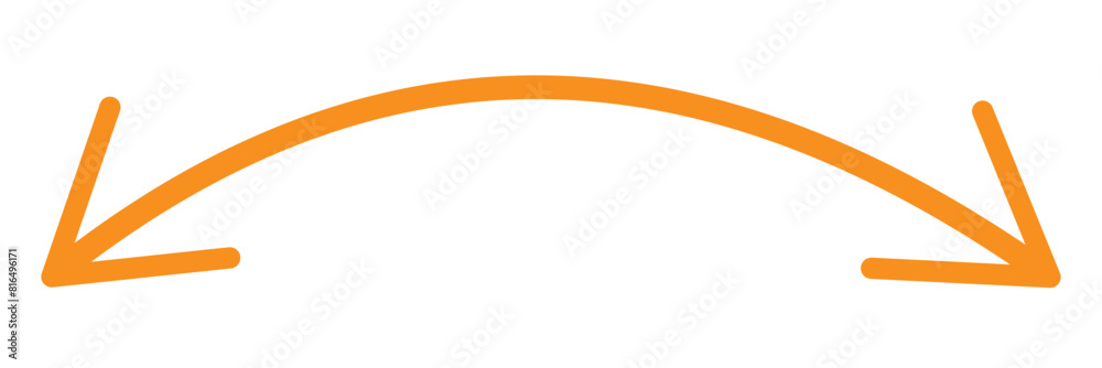 Dual sided orange arrow. Horizontal dual sided long straight arrow ...
