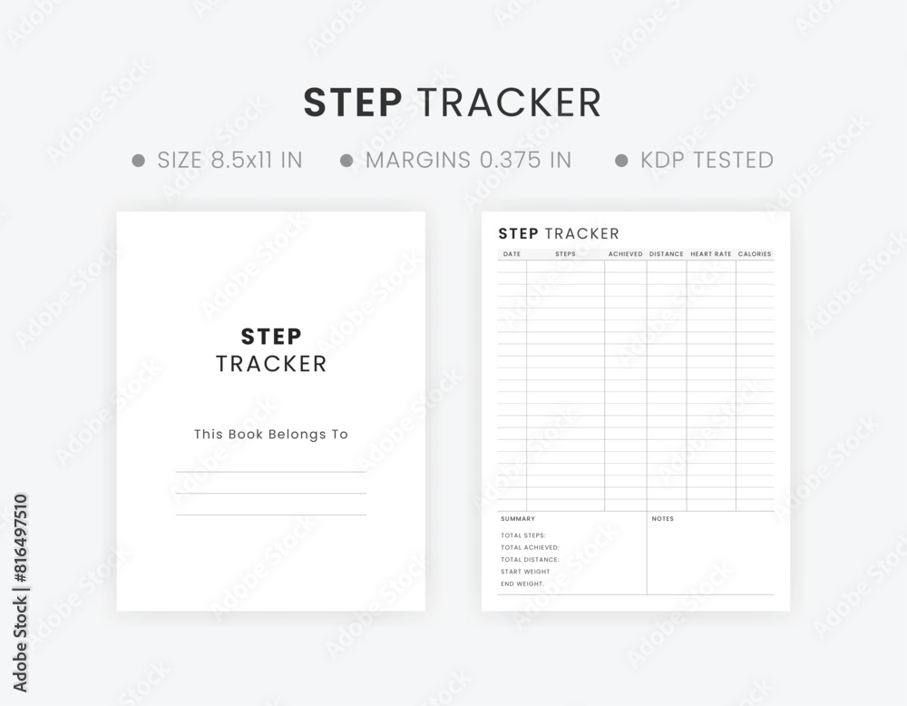 Printable Step Tracker Template, Step Logbook, Walking Journal, Health ...