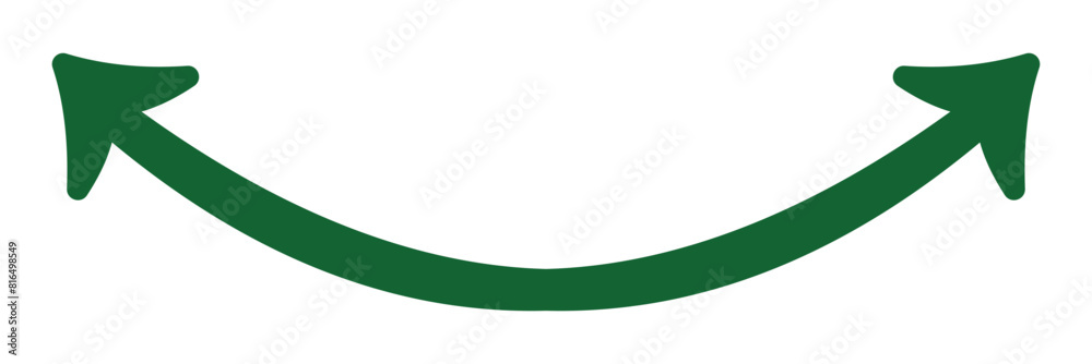 Dual semi circle arrow. Green arrow two headed arrow. Vector ...