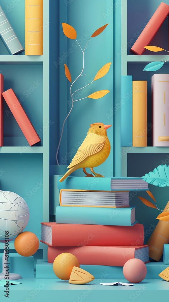 Book cover design process flat design side view creative arts theme 3D ...