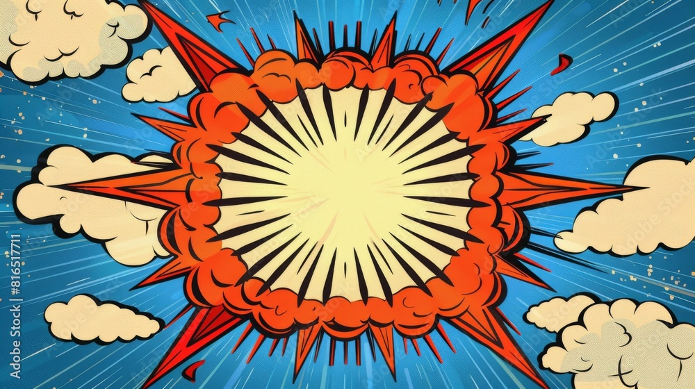 Vintage Pop Art Explosion Retro Comic Book Splash Cartoon Background ...