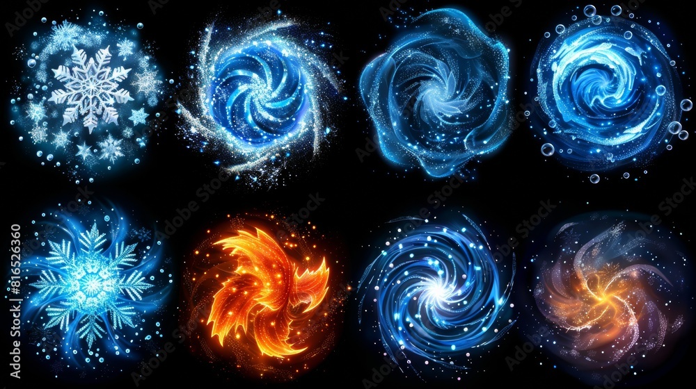 Isolated winter avatars with snowflakes isolated on transparent ...