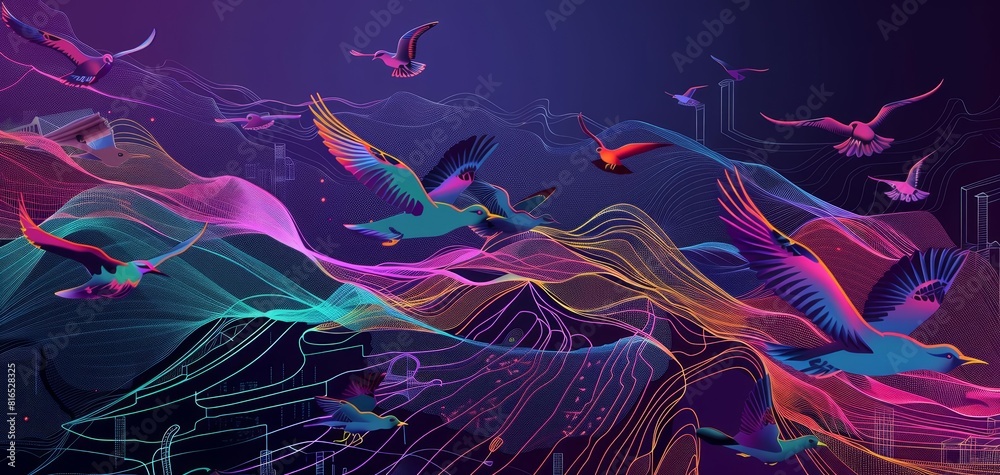 An infographic map showing the migration patterns of birds, using ...