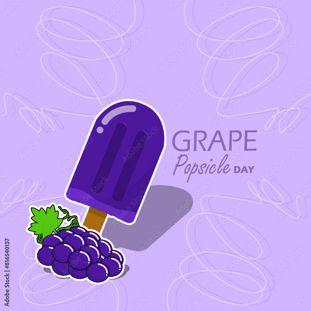 National Grape Popsicle Day event banner. Grape flavored Popsicle ice ...