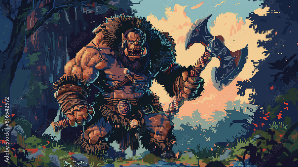 A fearsome orc chieftain with brutish strength and a battle-worn axe ...