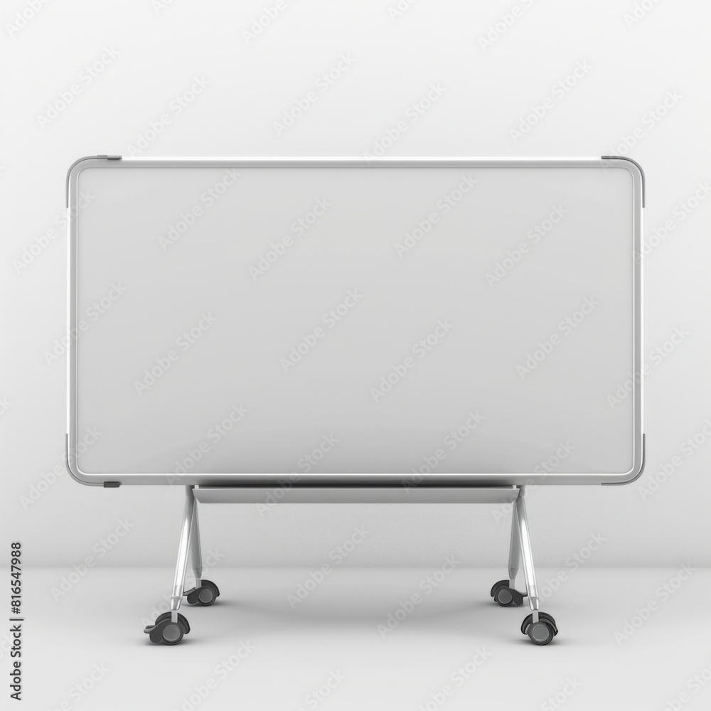 Whiteboard on wheels positioned in front of a white wall in a room ...