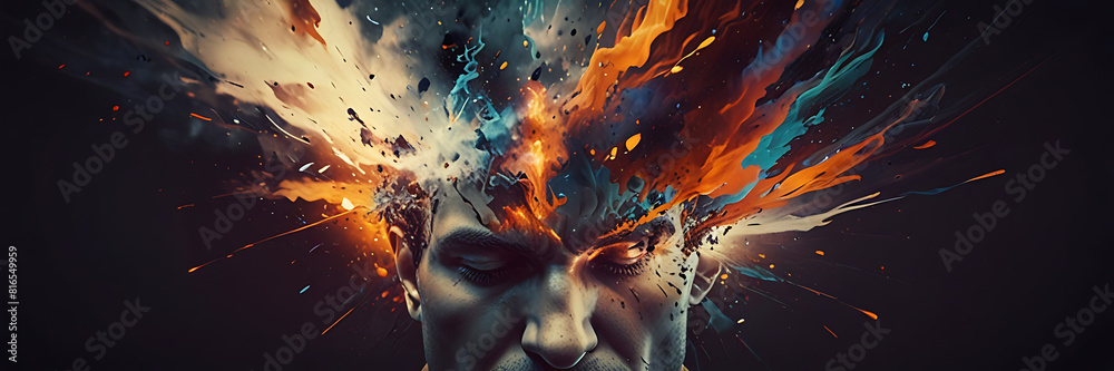illustration of annual collective mind concept art, exploding mind ...
