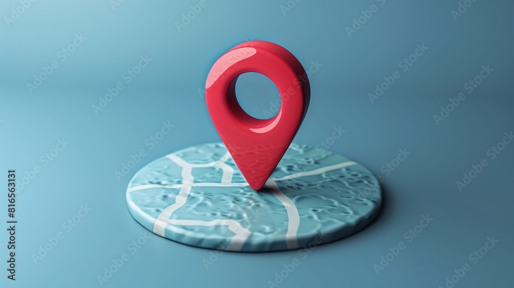 A map pin icon with a drop shadow, indicating a specific location or ...