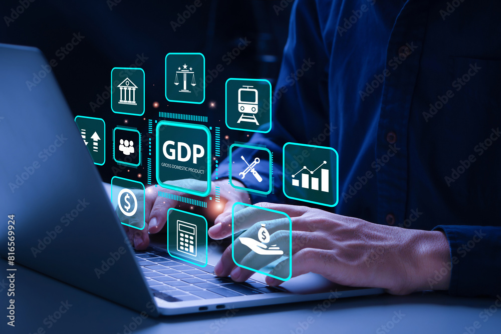 GDP, Gross domestic product concept. Business finance GDP data ...