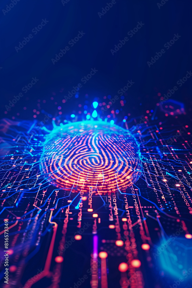 Human fingerprint and circuit board background Identification system ...