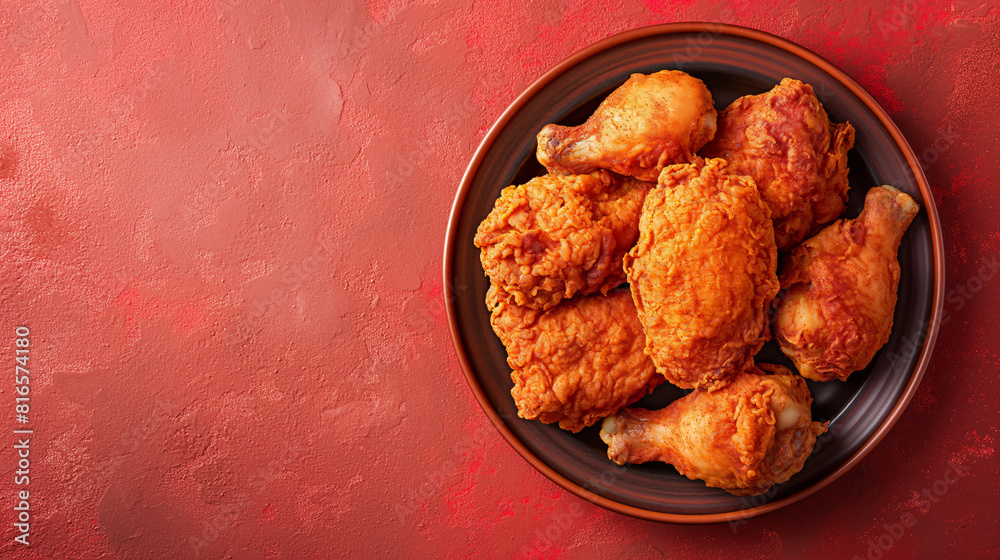 KFC Style Deep Fried Chicken Meal on Textured Red Background, High ...