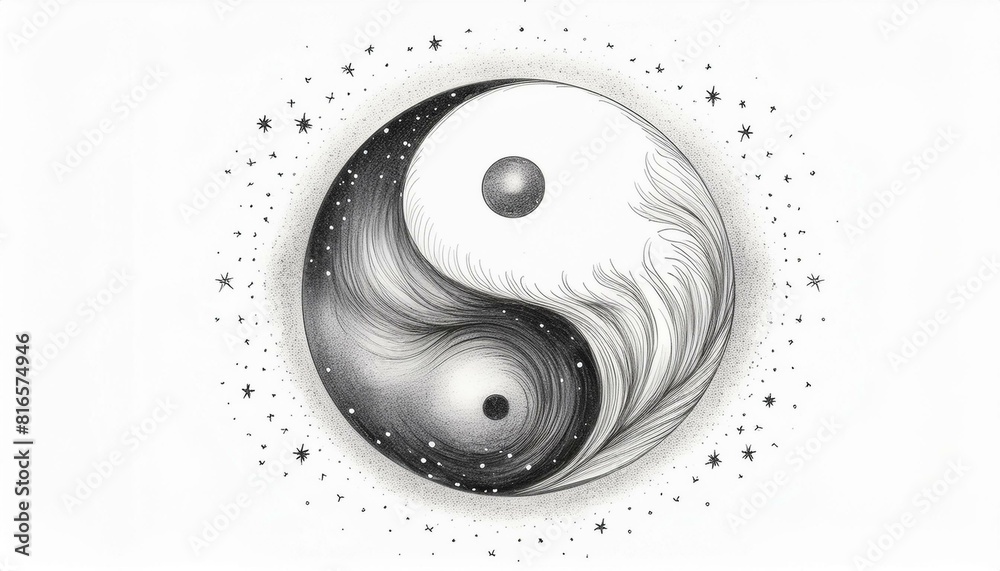 yin yang spiritual symbol; sketch drawing Stock Illustration | Adobe Stock