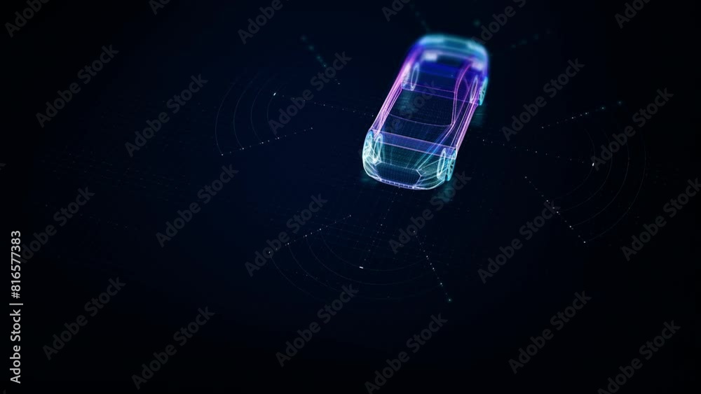 Advanced holographic motion graphics vividly depict an autonomous ...