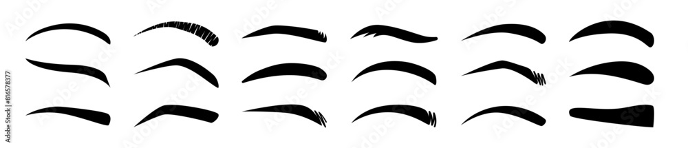 Classic eyebrows, brow makeup shaping vector illustration set. Cartoon ...