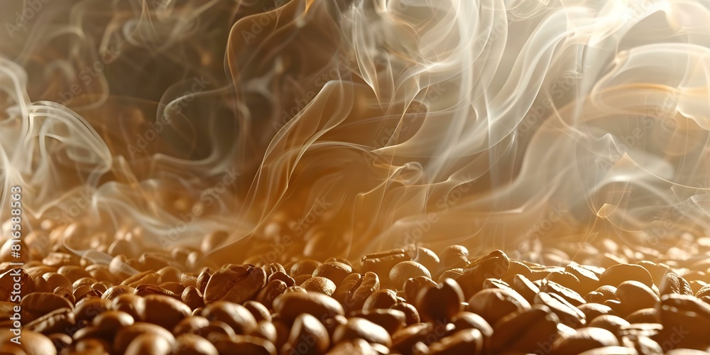 Roasting Coffee Beans: Aromatic Smoke in a Cheerful Cafe. Concept ...