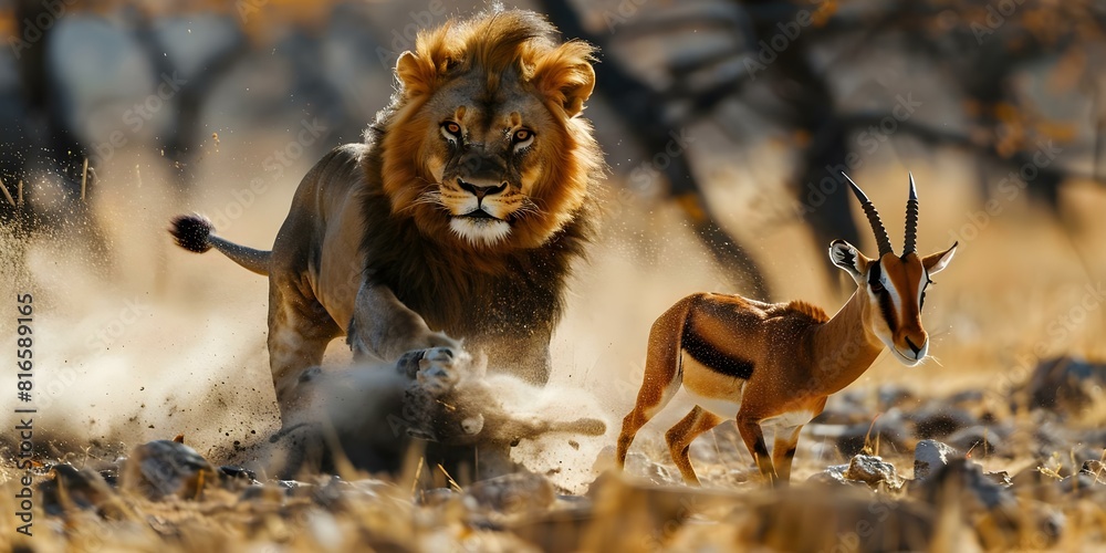 Exciting wildlife photography capturing lion chasing gazelle in ...