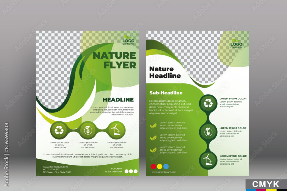 Green eco flyer, poster, brochure, magazine, annual report, booklet ...