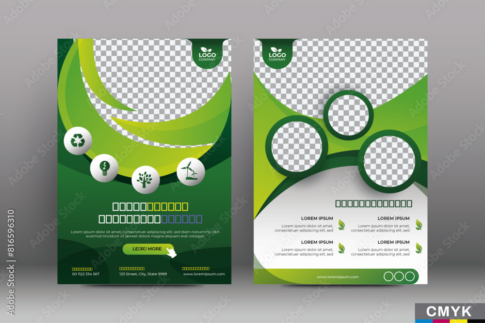 Green eco flyer, poster, brochure, magazine, annual report, booklet ...