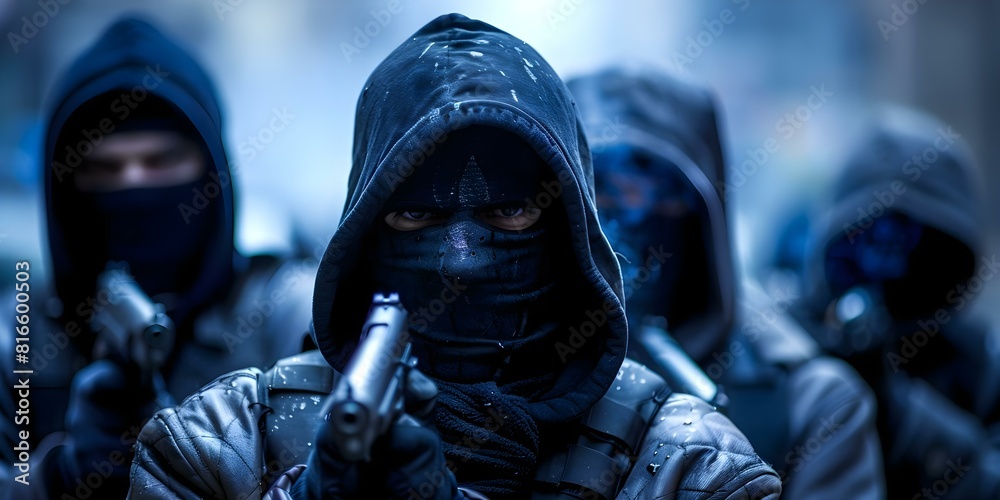 Members of criminal gang wearing black hoodies and masks seen carrying ...