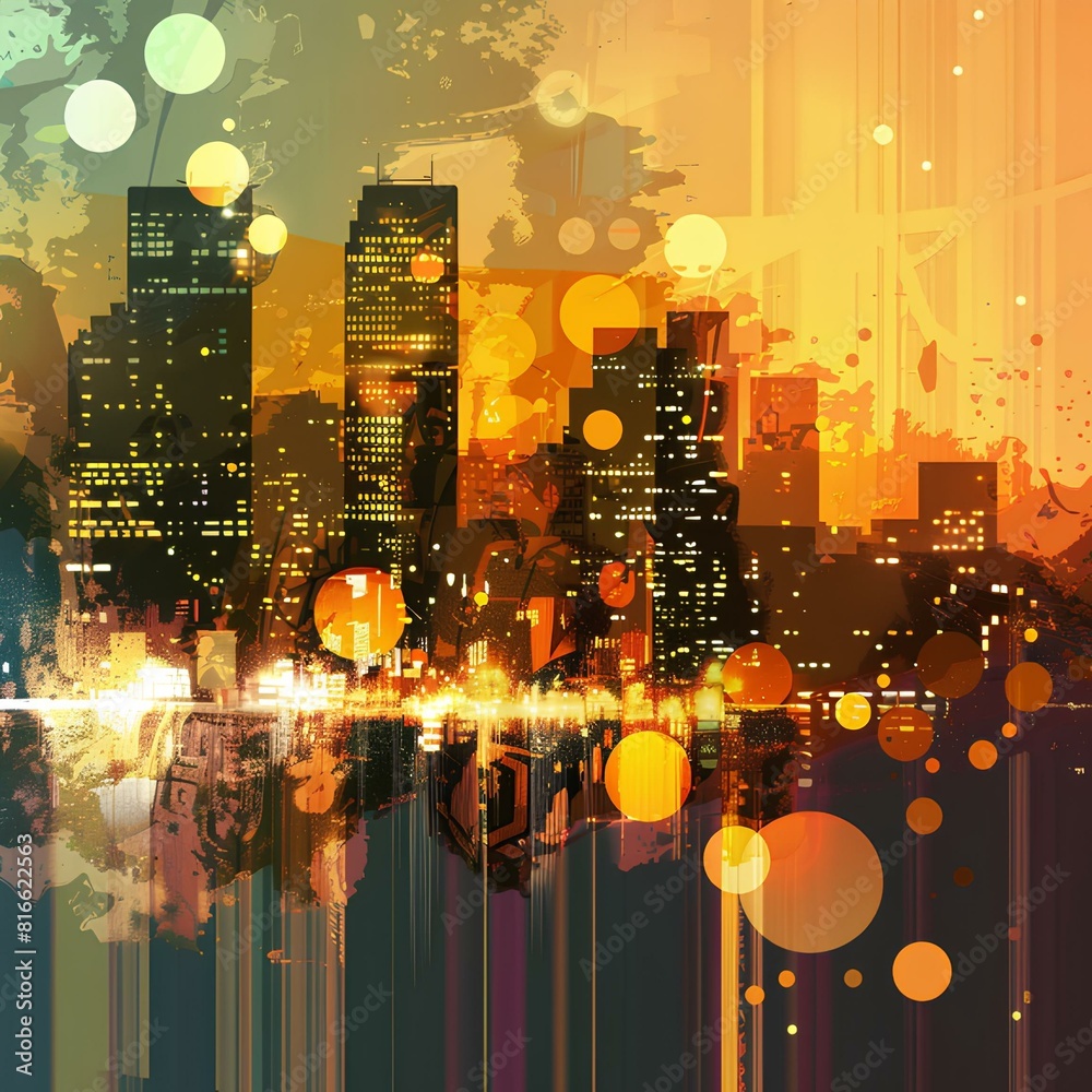 Abstract wallpaper design with urban view , color illustration ...