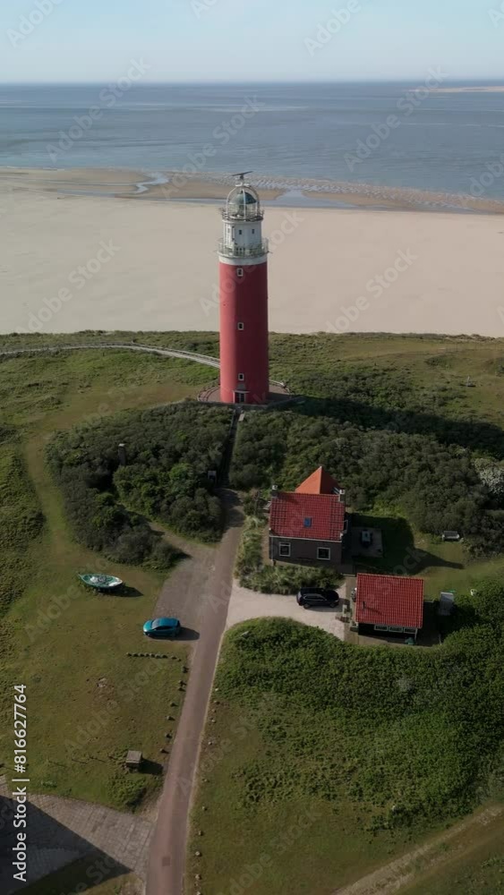 Texel lighthouse in the Netherlands, Dutch Island Texel with sand dunes ...