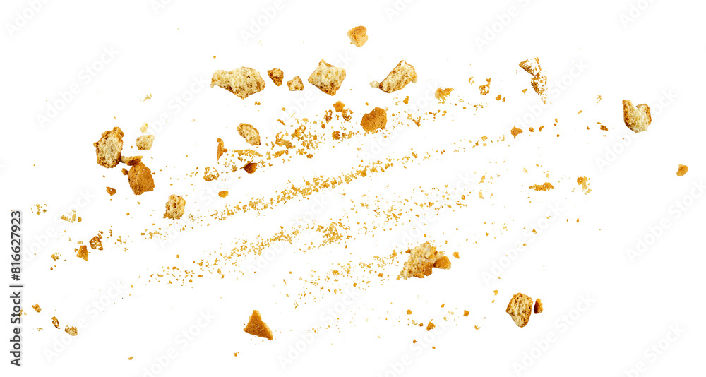 Pile of cake crumbs, the heap of crunchy, cracked crispy, crumbled cake ...