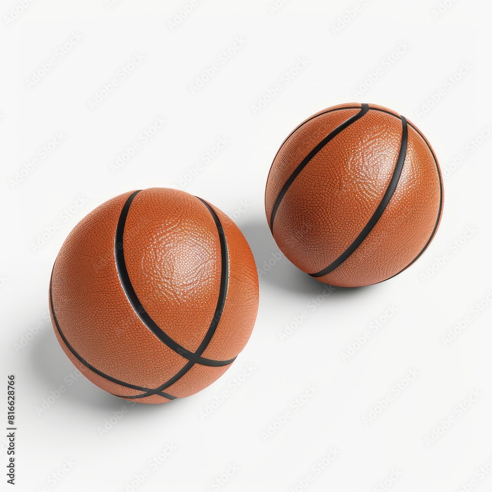 Two basketballs placed side by side on a plain white background Stock ...