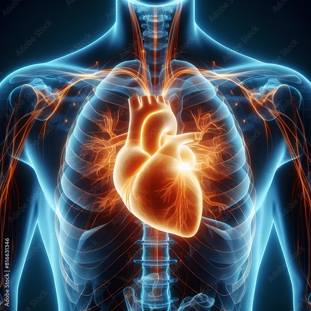 3d x-ray model of anatmoy of human body, liver, lungs, diseases ...