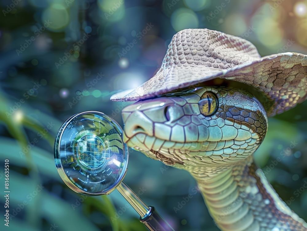 Amazing closeup charismatic of a snake wearing a detective hat ...