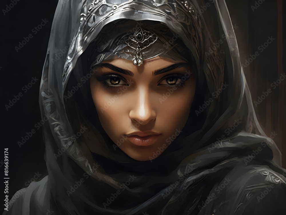 The mystery of veiled beauty Drawing of a beautiful oriental woman in ...