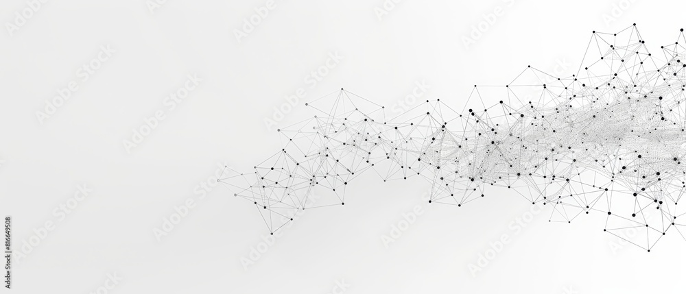 Detailed close-up of a white abstract network with interconnected nodes ...