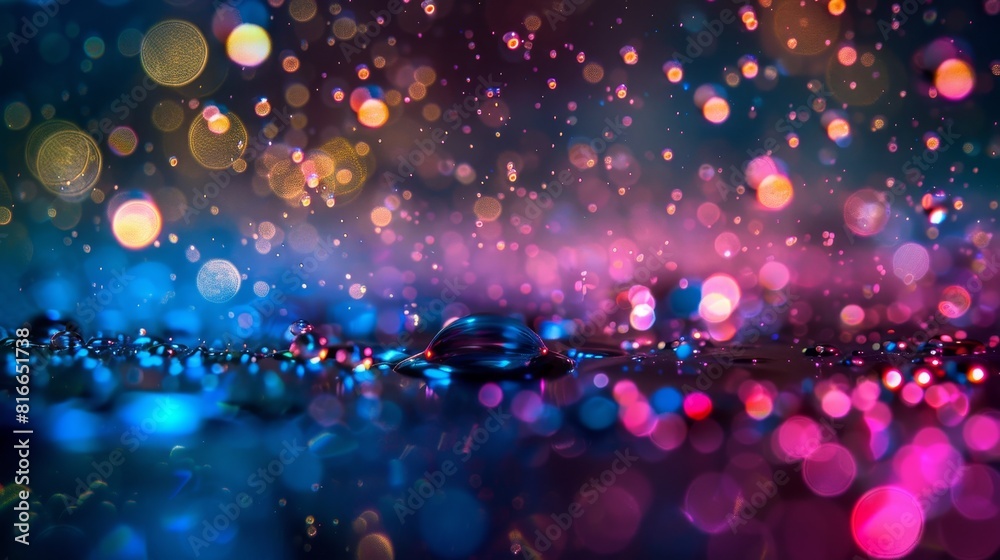 Abstract neon water drops background. Blurred water drops in neon ...