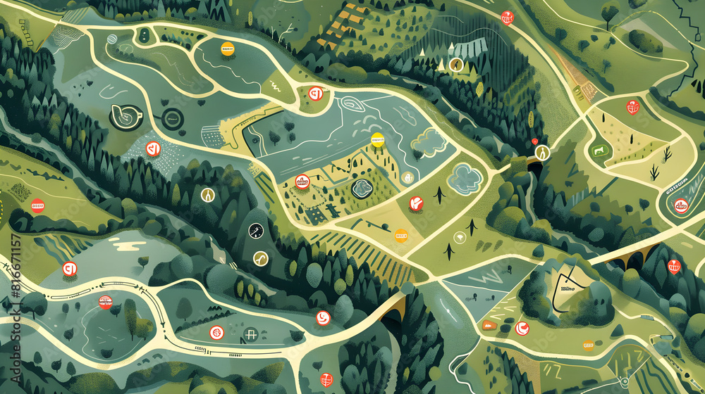 Detailed Guide Map of Various Cycling Routes Across Diverse Terrains ...