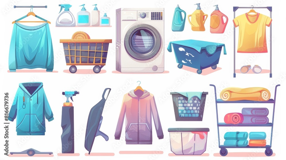 Clean laundry service. Isolated laundry equipment on white background ...