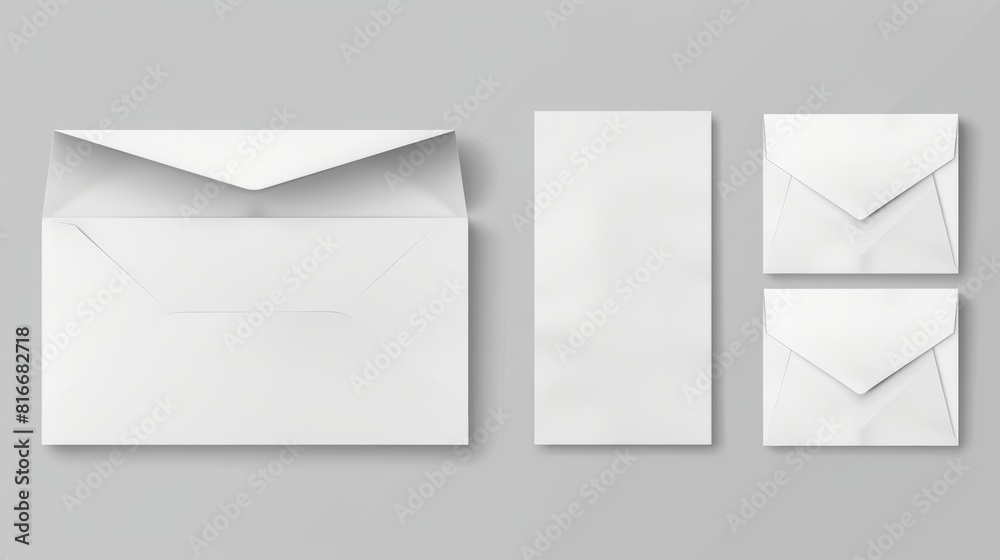 DL and C6 white envelope template mockup with modern realistic details ...