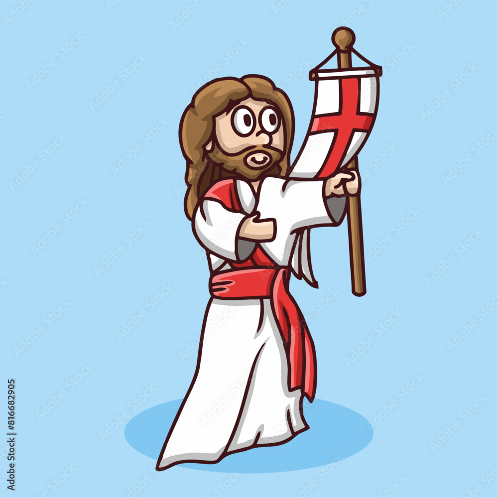 Cartoon style character illustration of god jesus, with a friendly and ...