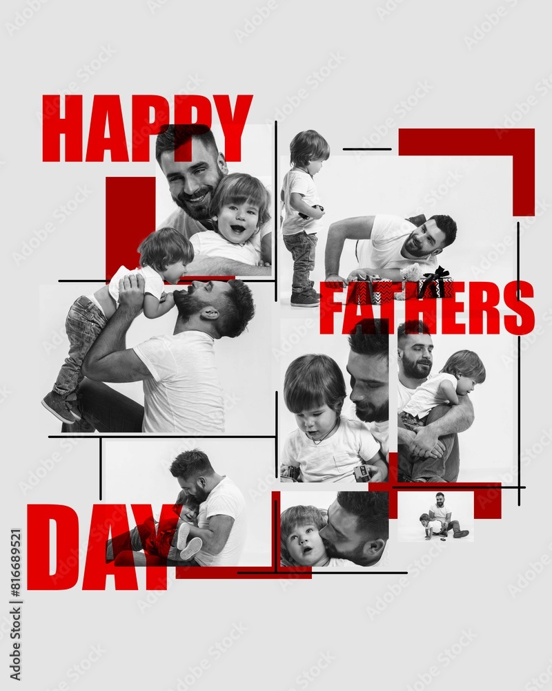 Collage featuring father and his child in playful and loving moments ...