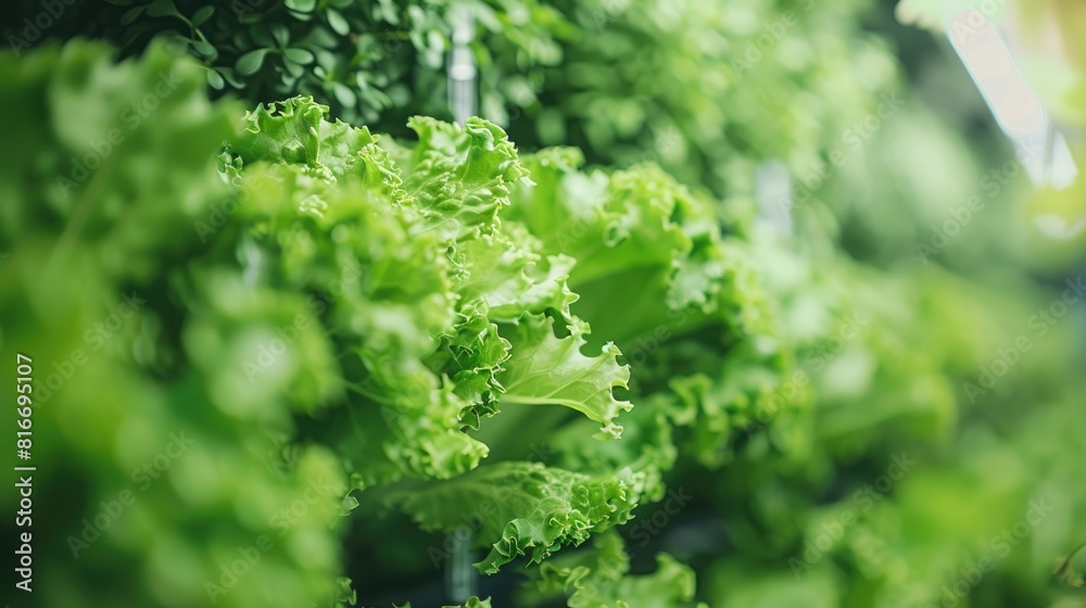 A close-up of hydroponic lettuce plants thriving in a controlled ...