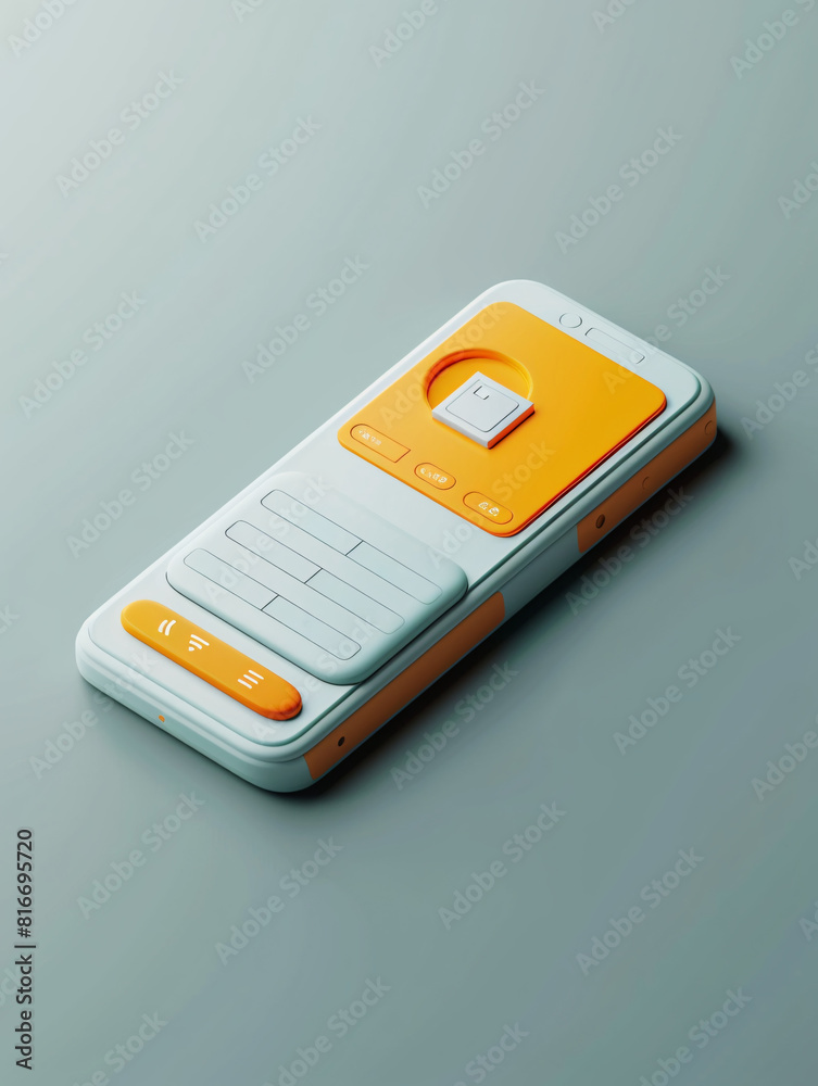 A minimalist composition features a futuristic mobile phone displaying ...