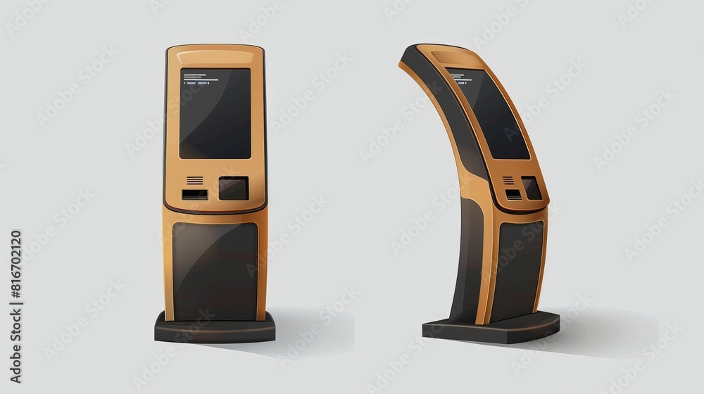3D modern mockup of a self-service interactive terminal for electronic ...