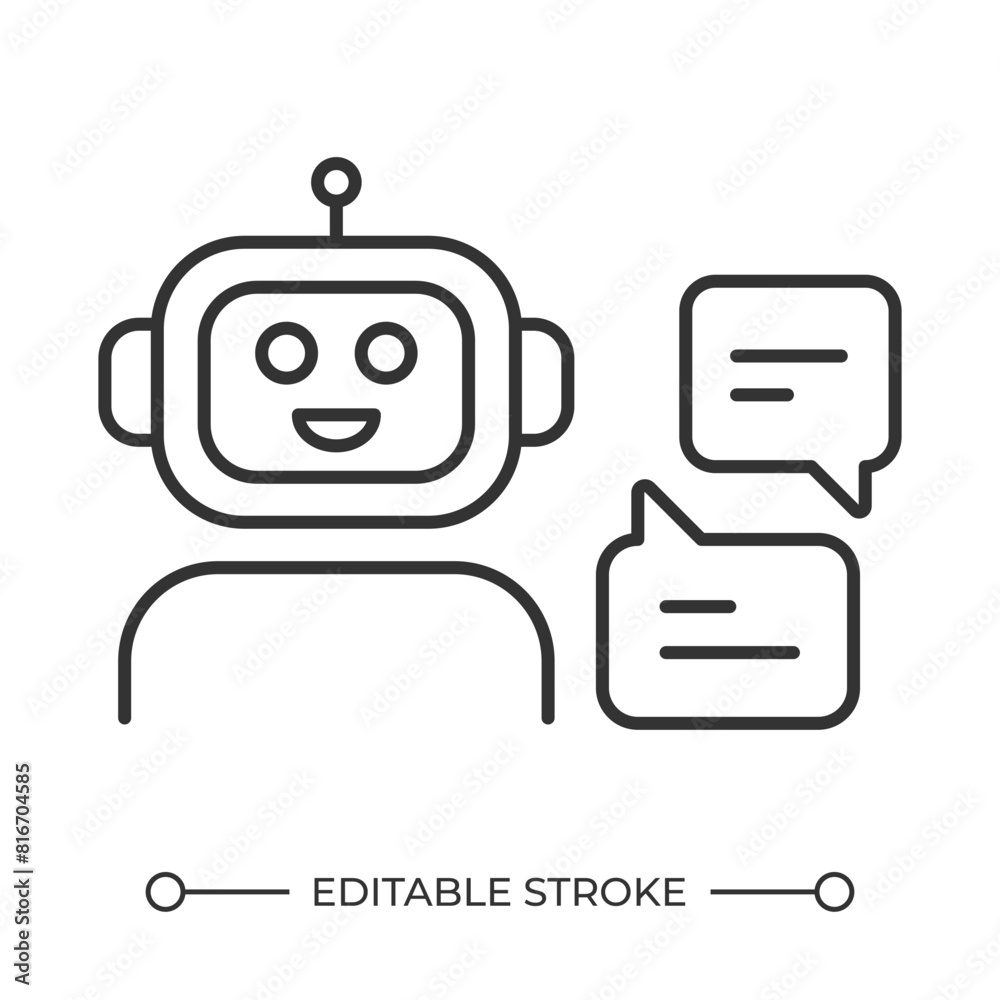 Talking chatbot linear icon. Chatbot, modern smart assistant. Education ...