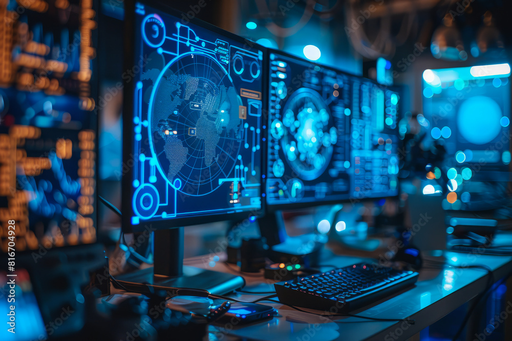 Cutting-edge technology in a research lab, high-resolution display of ...