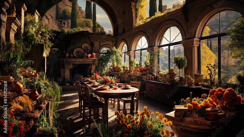 Beautiful Interior of an Ancient Roman House with Natural Light and ...