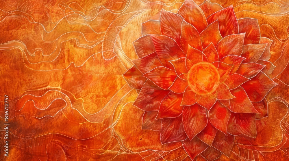 A detailed illustration of a sacral chakra symbol, glowing in vibrant ...