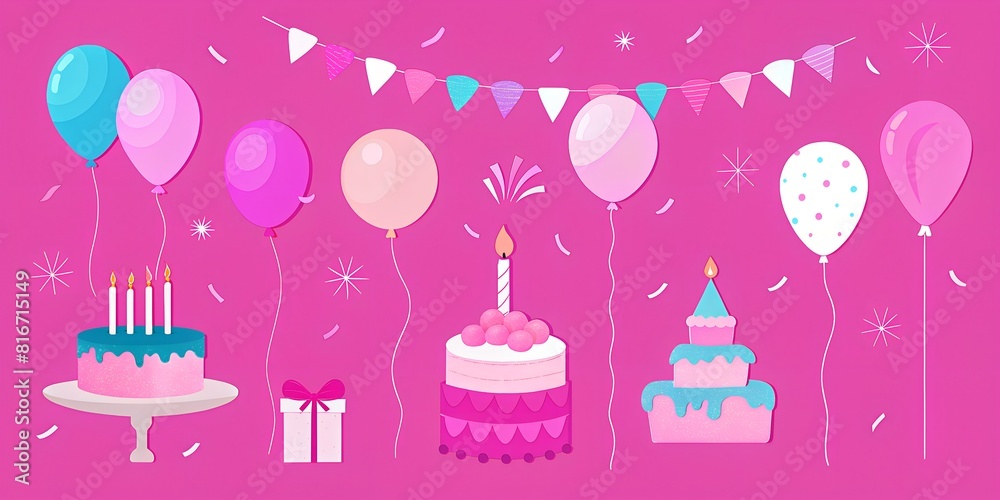 birthday cake with candles pink Greeting card, idea for opening ...