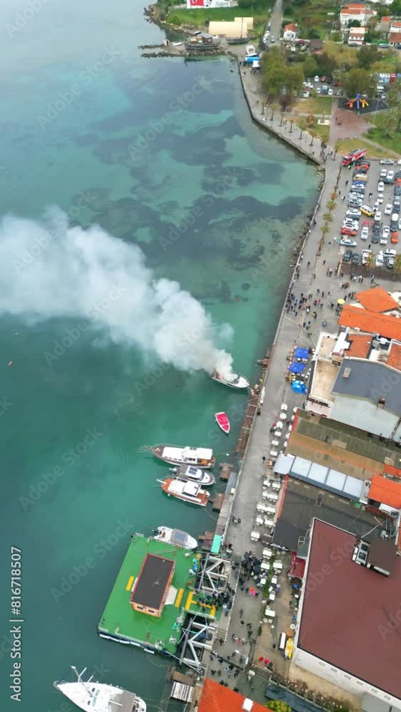 4k Firefighter using Chemical foam fire extinguisher to fighting with ...