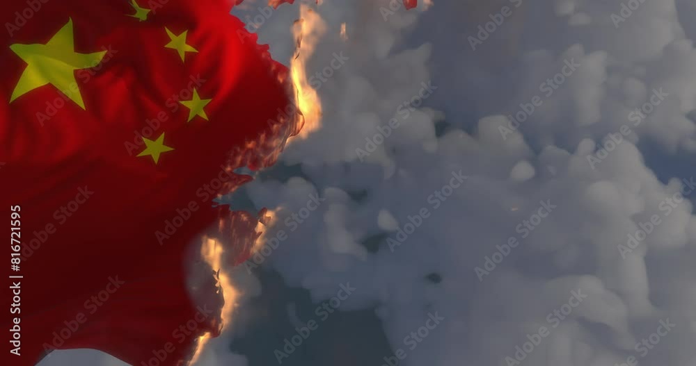 Flag in the Wind: Concept Animation of Burning Chinese National Flag ...