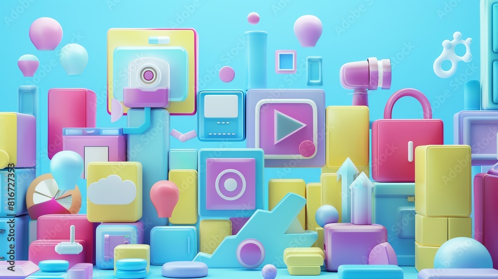 Content distribution channels flat design, side view, media theme, 3D ...