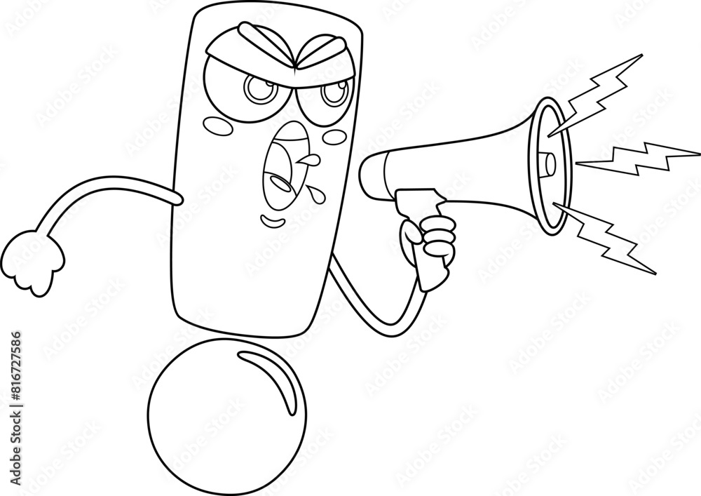 Outlined Angry Exclamation Mark Cartoon Character Speaking Through A ...